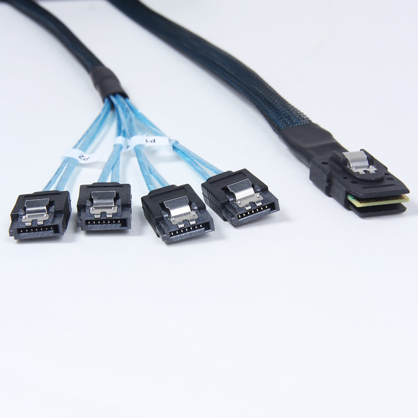 Mini SAS 36p to 4 SATA 7P in blue Internal SATA Cable ,sata with latch